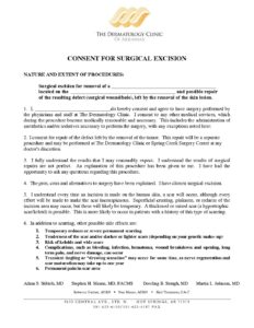 (Mason) Consent Surgical Excision | The Dermatology Clinic